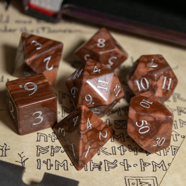 Leopardskin Jasper Dice Set of the Shaman – GMDICE