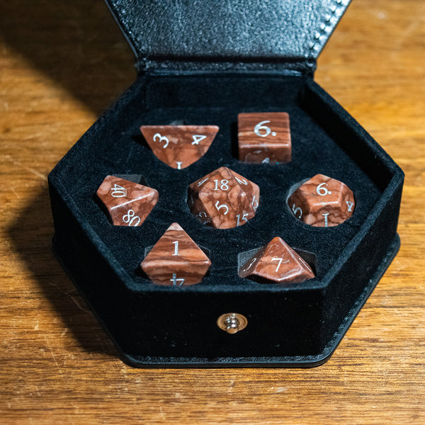Leopardskin Jasper Dice Set of the Shaman – GMDICE