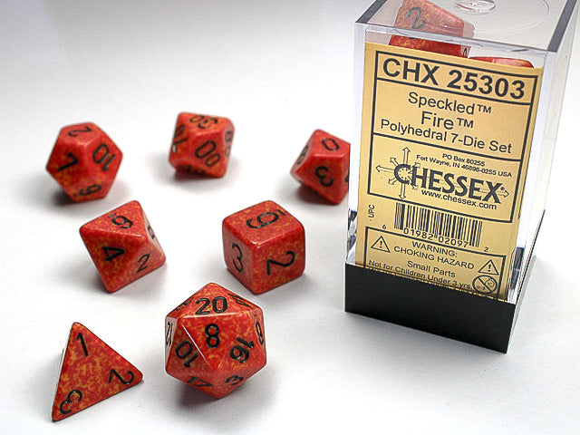 Set of 7 Speckled Fire Dice – GMDICE